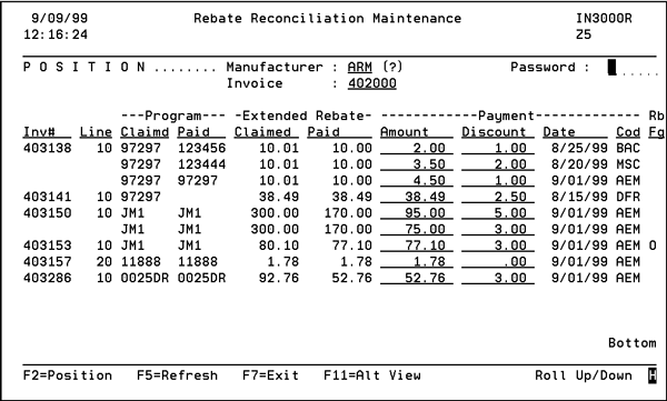 Rebate Reconciliation Maintenance - AP 18