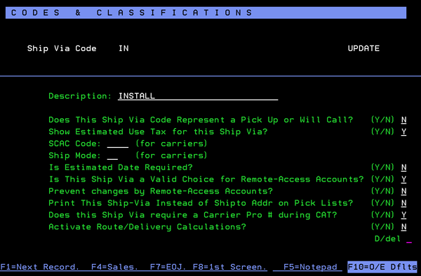 Classification Codes File (FIL 19)