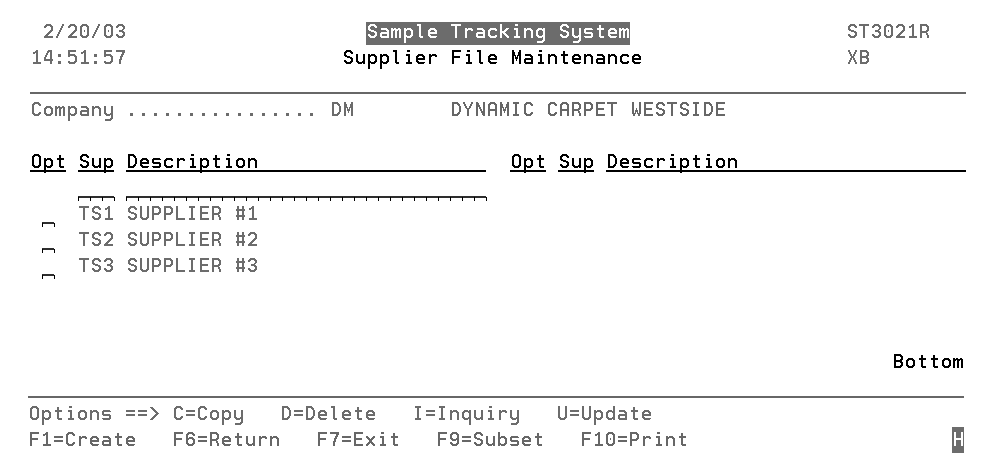 Sample Tracker - Work with Supplier File (STS 5)