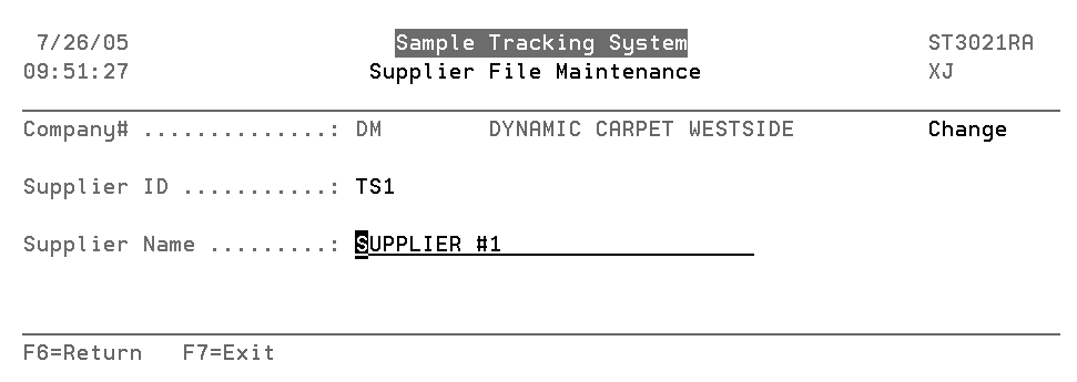 Sample Tracker - Work with Supplier File (STS 5)