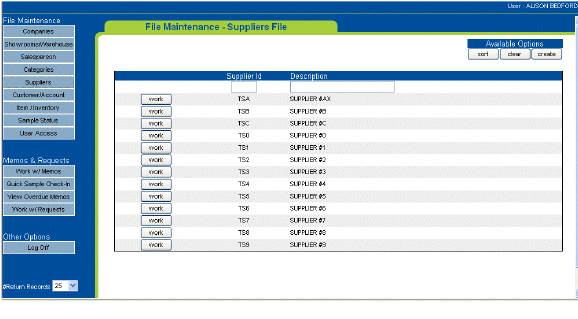 Sample Tracker - Work with Supplier File (STS 5)