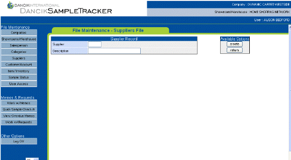 Sample Tracker - Work with Supplier File (STS 5)