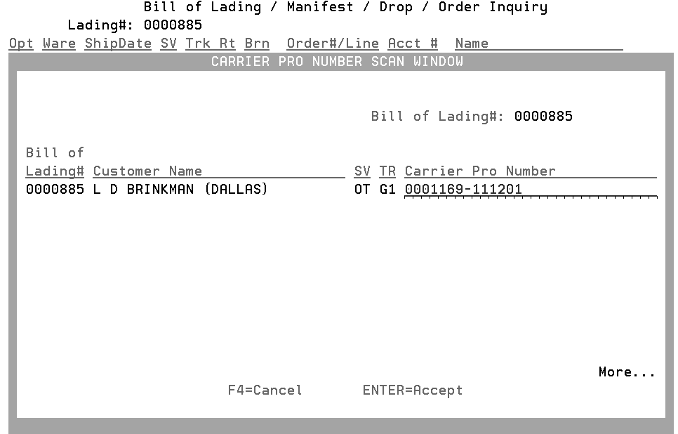 Bill of Lading, Manifest, Drop Inquiry - WAR 19