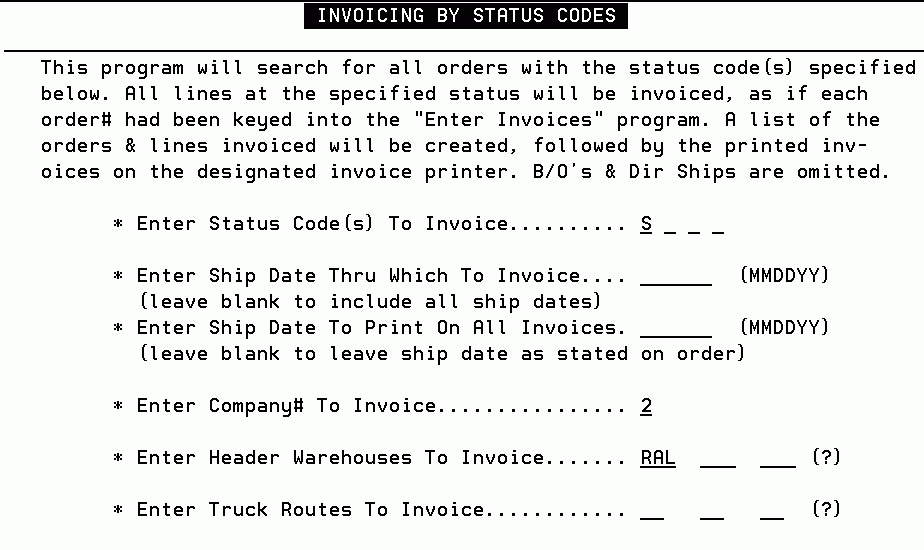 Invoicing by Truck Route - WAR 17
