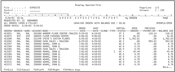 Navigator Open Order Reports