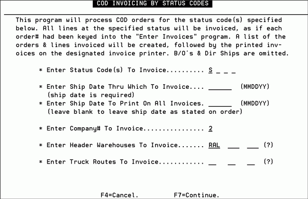 COD Invoicing and Reports - WAR 18