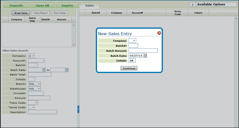 Entering Sales in AR