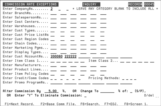 Commission Rate Exceptions File - COM 2