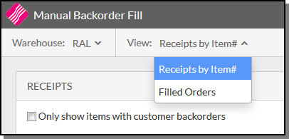 Manual Back Order Fill